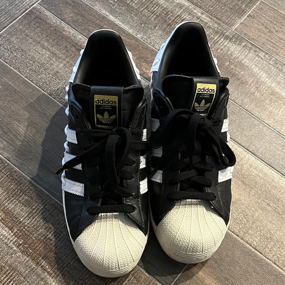 adidas | Shoes | Adidas Black And White Shell Toe Sneakers | Poshmark